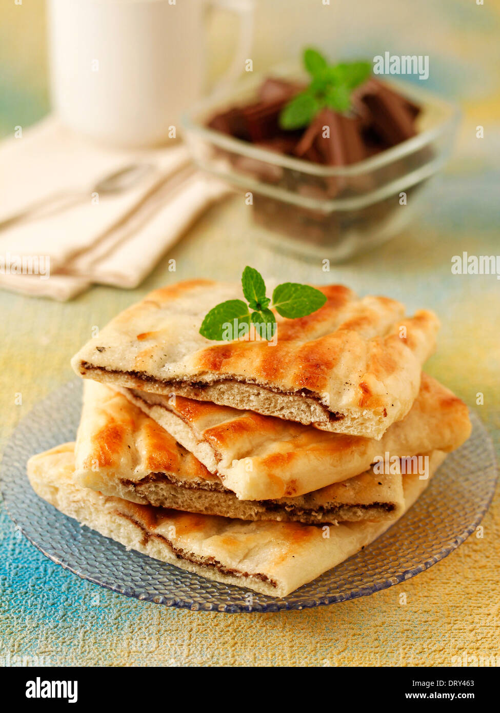 "Coca" with chocolate. Typical food from Catalonia, Spain. Recipe ...