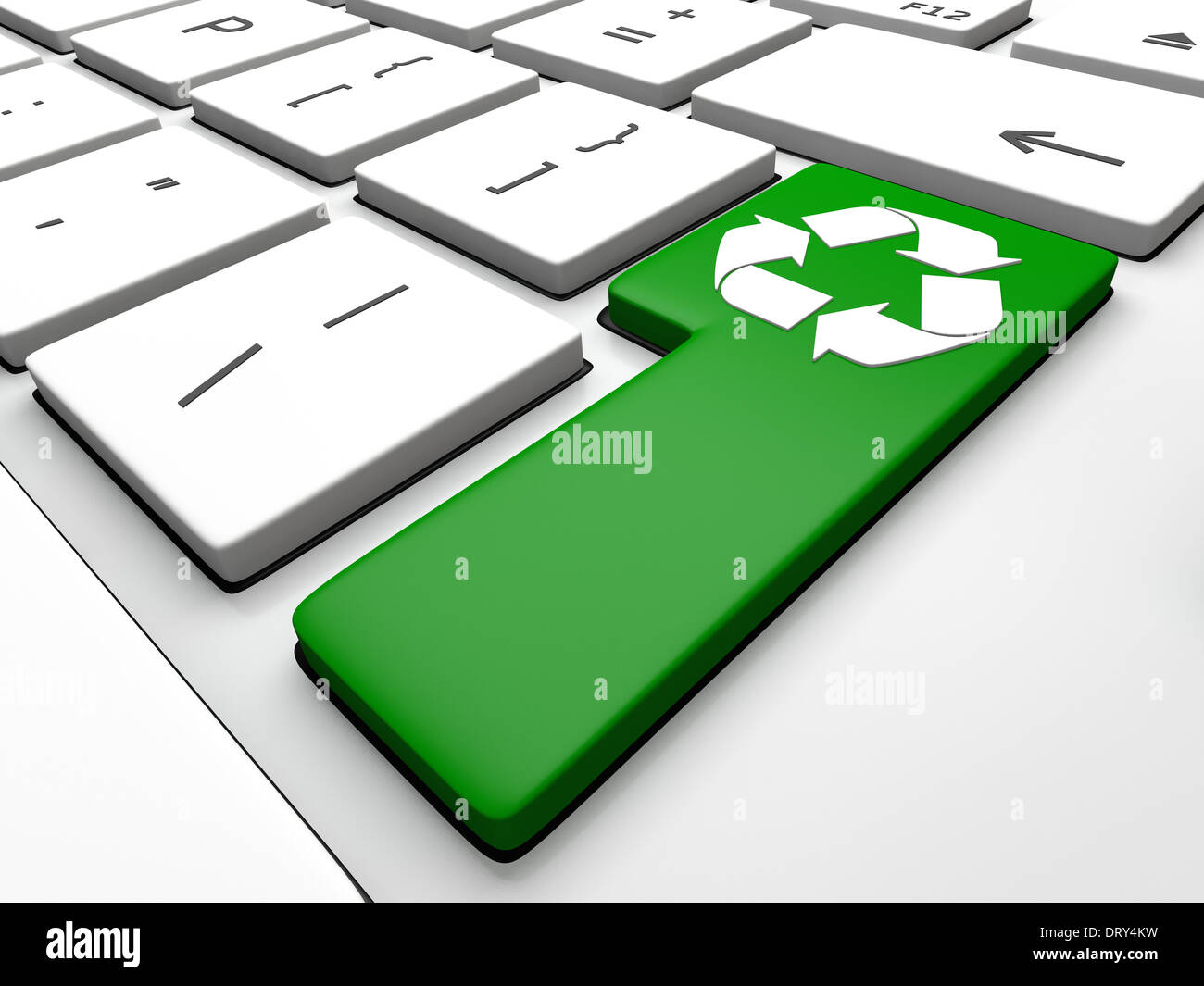 Recycling symbol on computer keyboard, concept of role of technology in ...