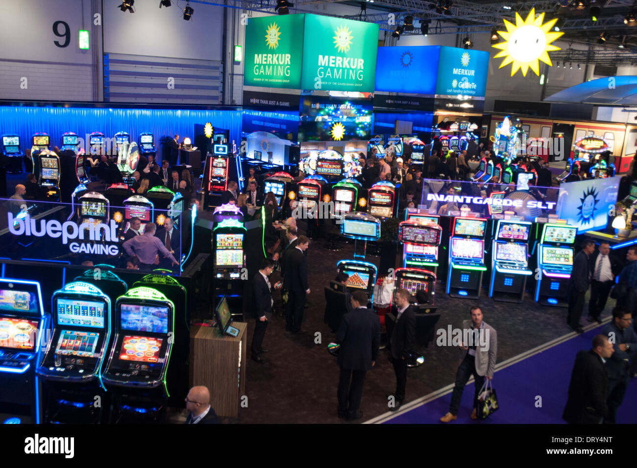 London, UK - 4 February 2014: slot machines at the ICE Totally Gaming ...