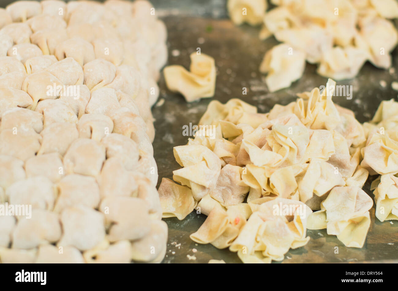 making of wanton or wantan, a chinese dumplings Stock Photo - Alamy