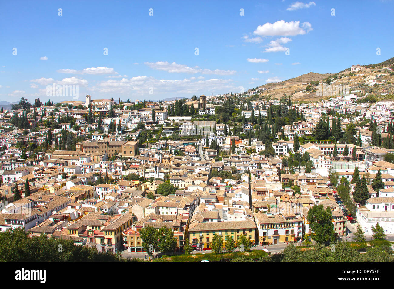 View on Alhambra, Granada and beautiful spanish landscape Stock Photo ...