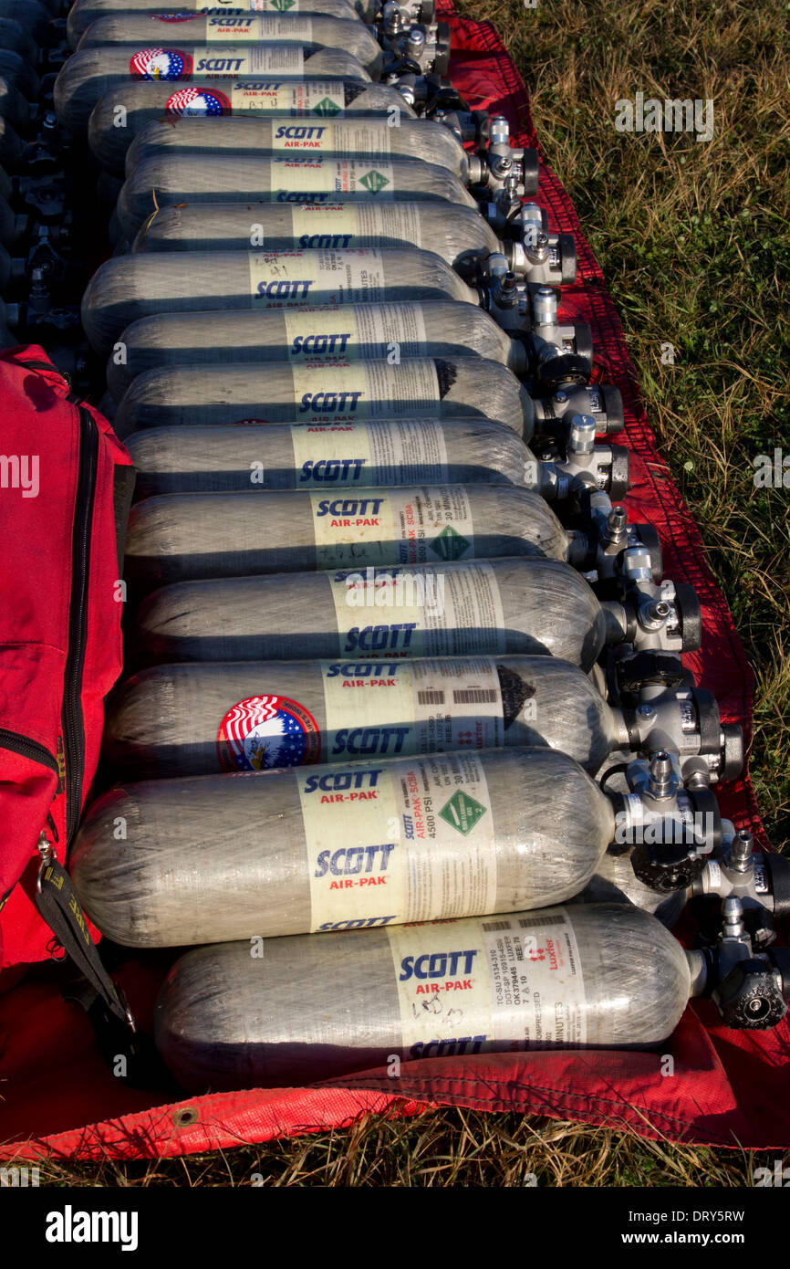 Tanks of high-pressure compressed air are ready for use by high school ...
