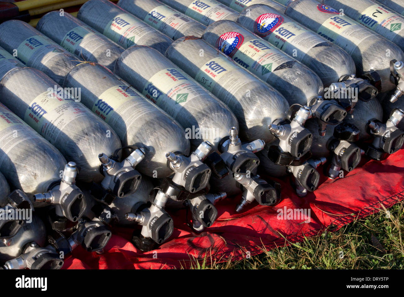 Tanks of high-pressure compressed air are ready for use by high school ...