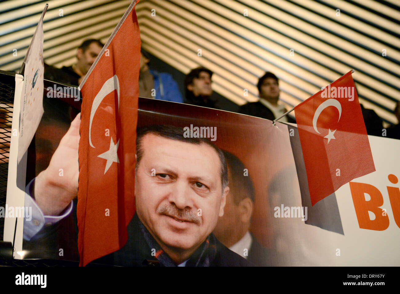 Berlin, Germany. 04th Feb, 2014. Followers of Turkish Prime Minister ...