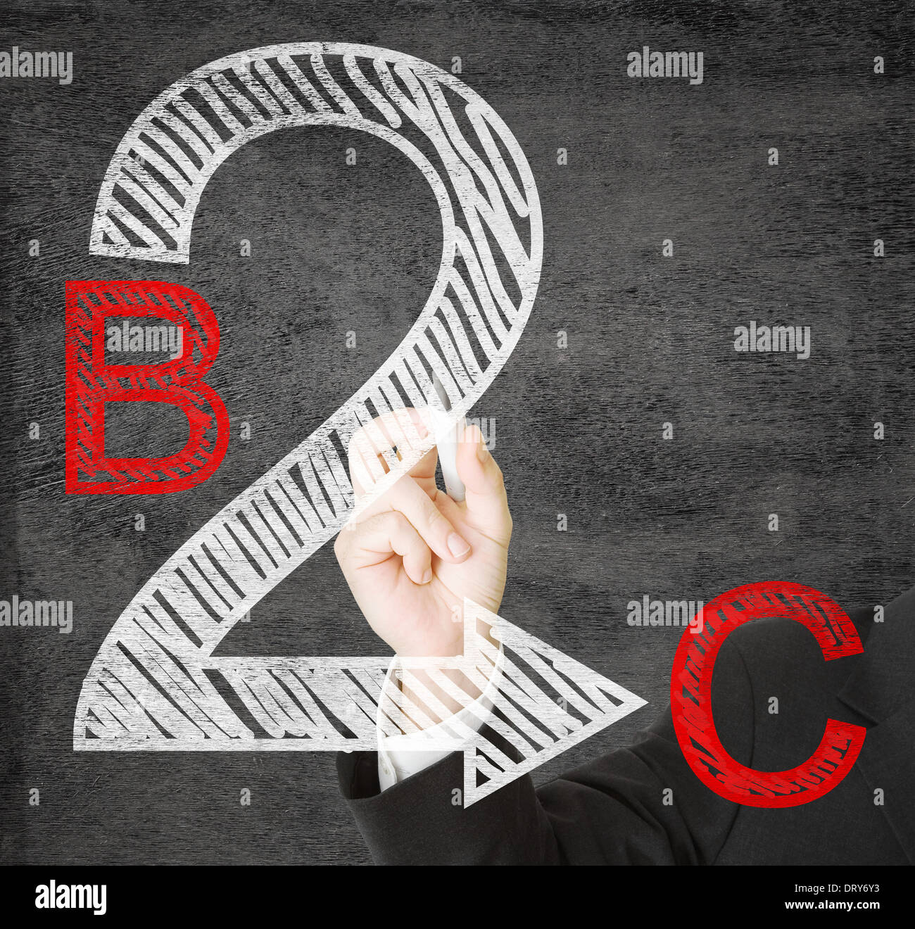 Hands writing B2C - business to customer - on transparent screen Stock ...