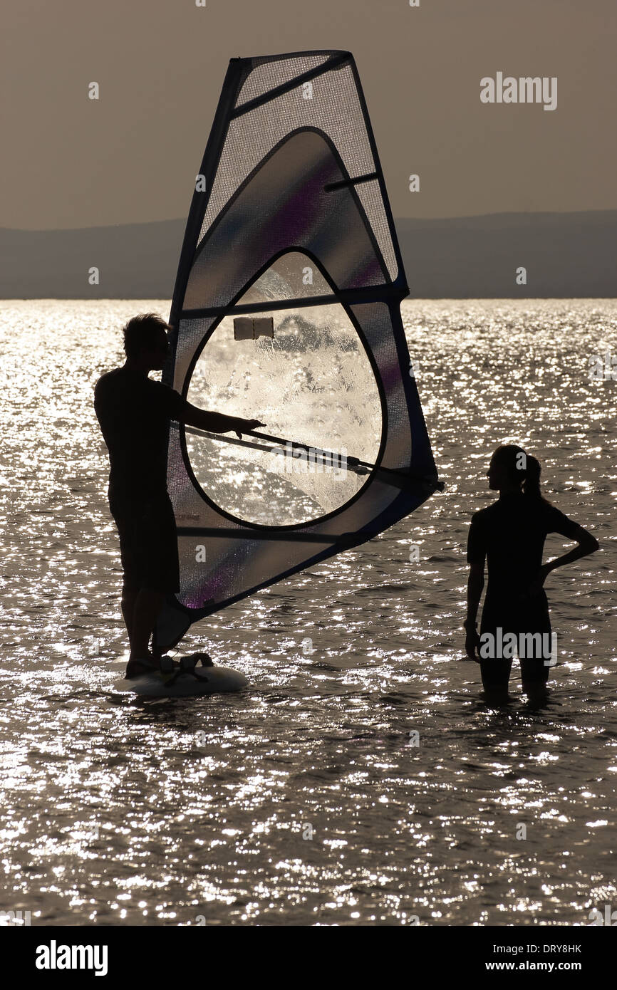 Teaching how to surf Stock Photo - Alamy