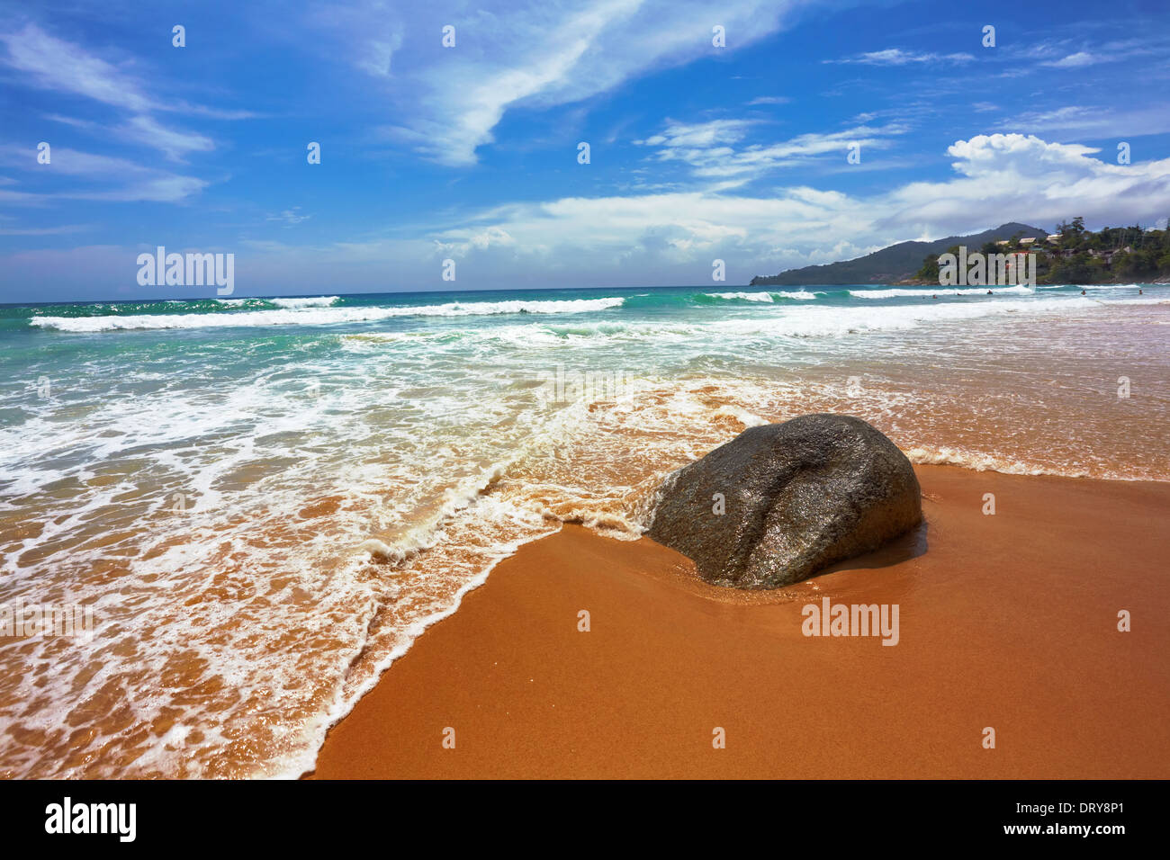 Beautiful tropical beach with sea view, clean water & blue sky. Nature ...