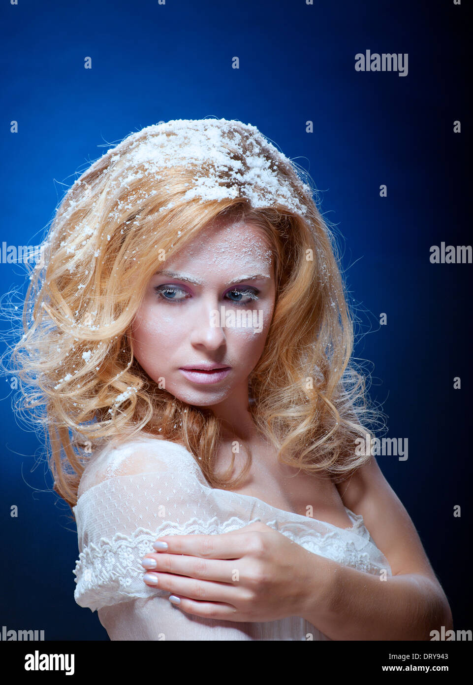 Young beautiful woman with snowy skin Stock Photo - Alamy