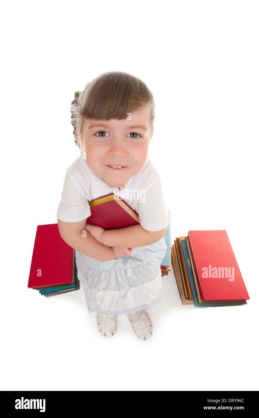 Little girl with books Stock Photo - Alamy