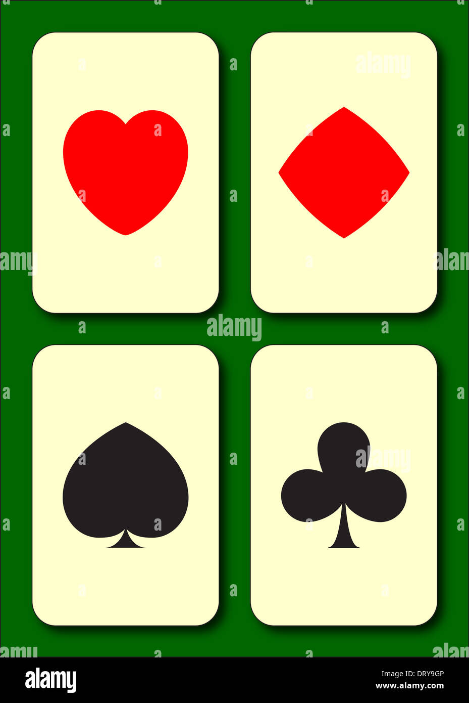 Card suits on green Stock Photo - Alamy