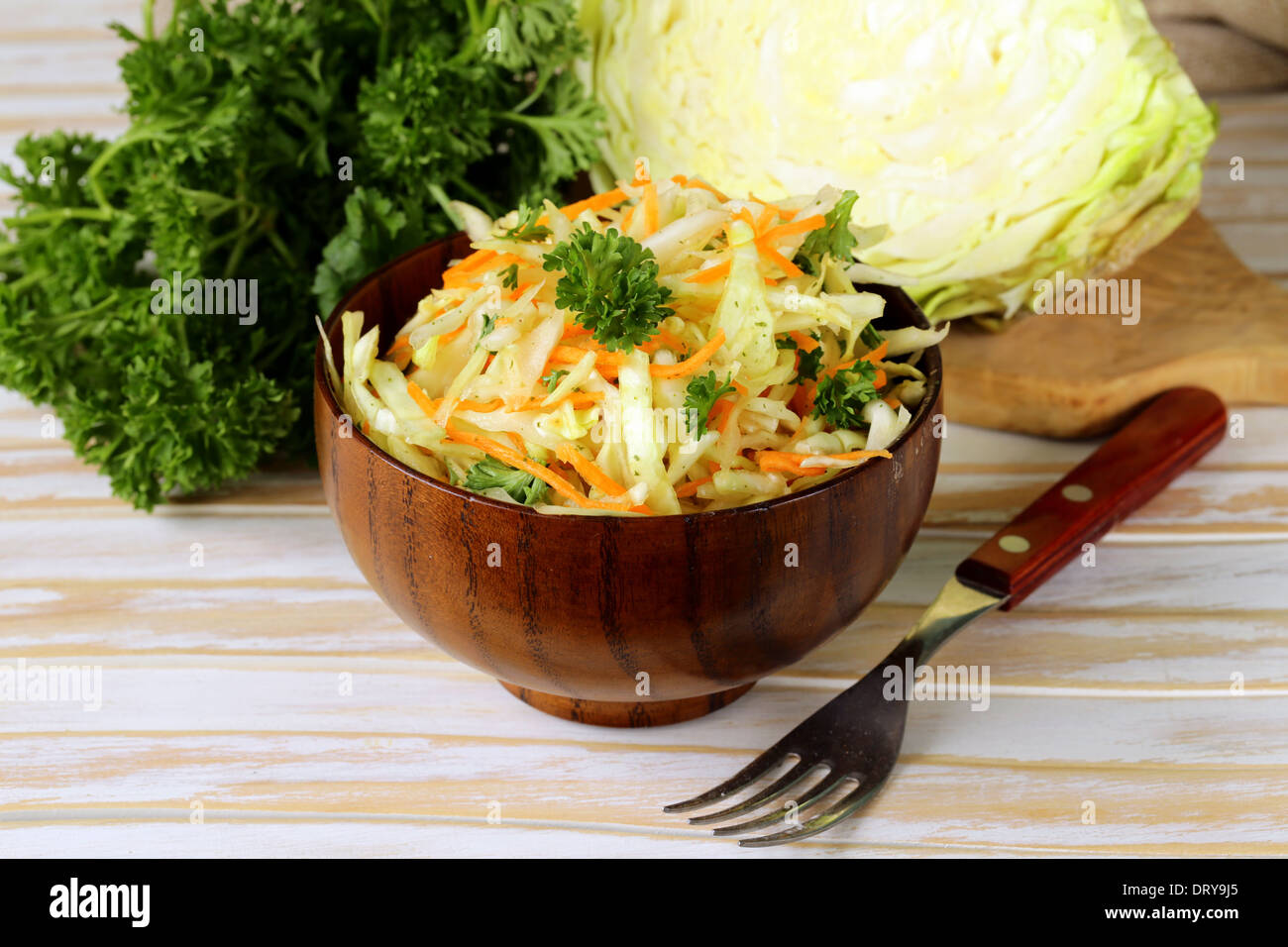 Traditional coleslaw (cabbage salad, carrot and mayonnaise Stock Photo ...