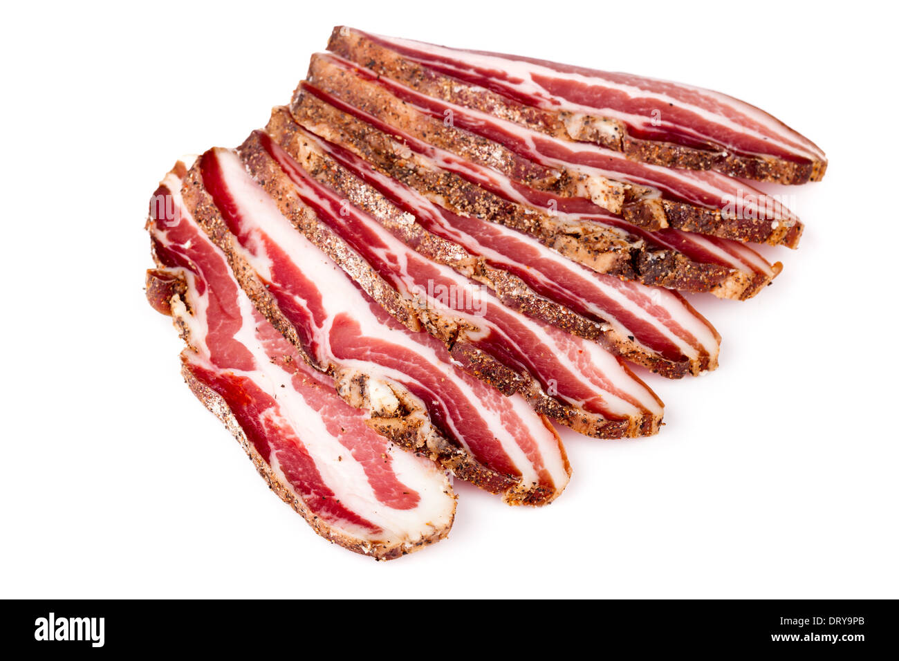 Raw smoked bacon slices Cut Out Stock Images & Pictures - Alamy