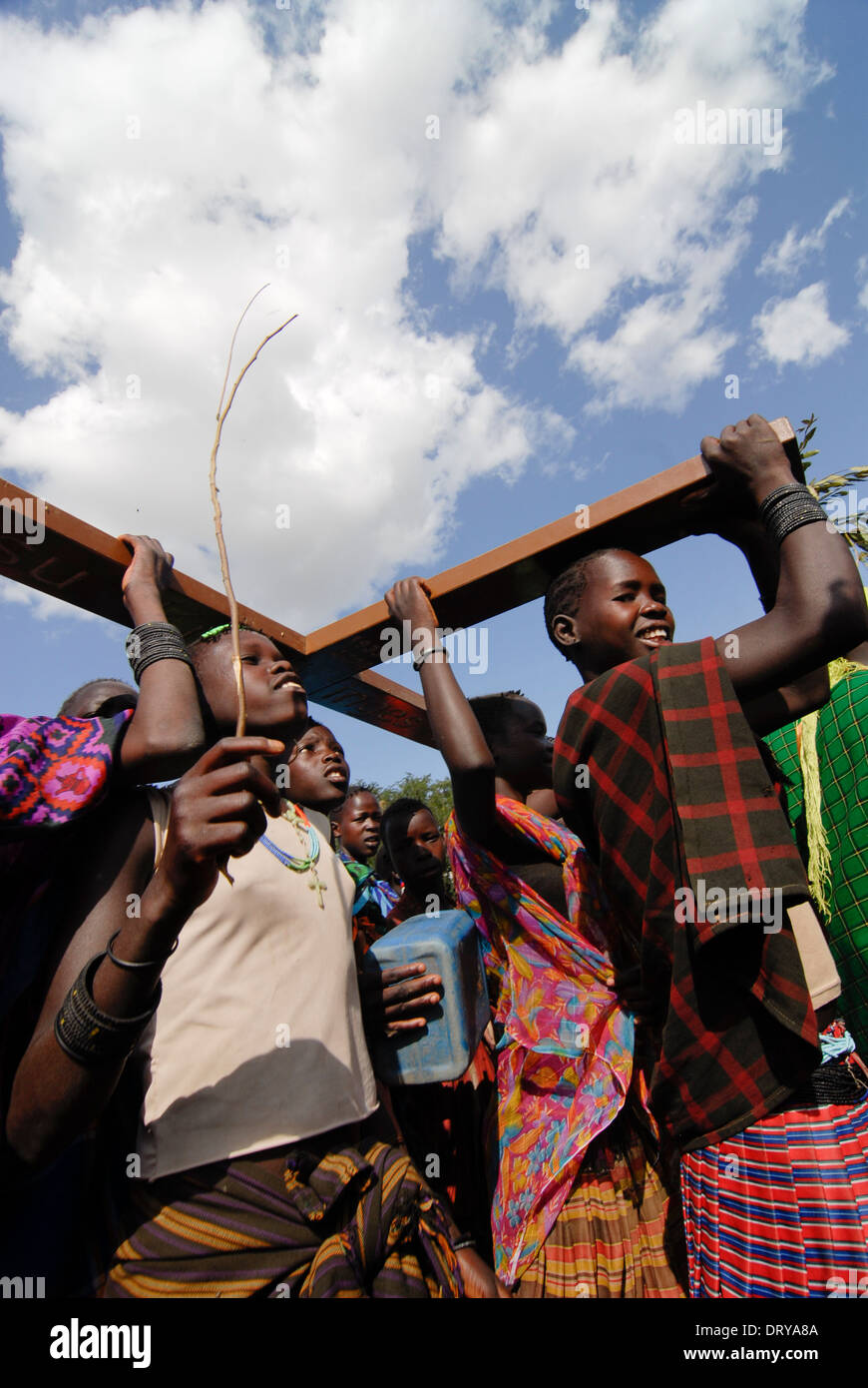 UGANDA Karamoja , Karimojong a pastoral tribe , people celebrate ...