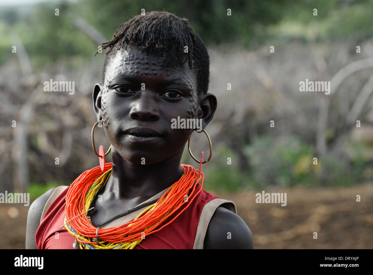 Uganda Karamoja Kotido, Karimojong people, pastoral tribe, woman with ...