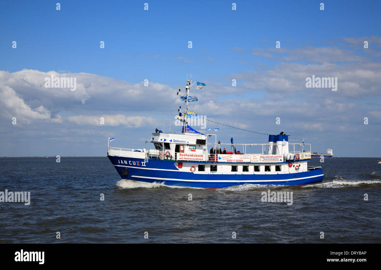 Sightseeing ship JAN CUX, Cuxhaven, North Sea, Lower Saxony, Germany ...