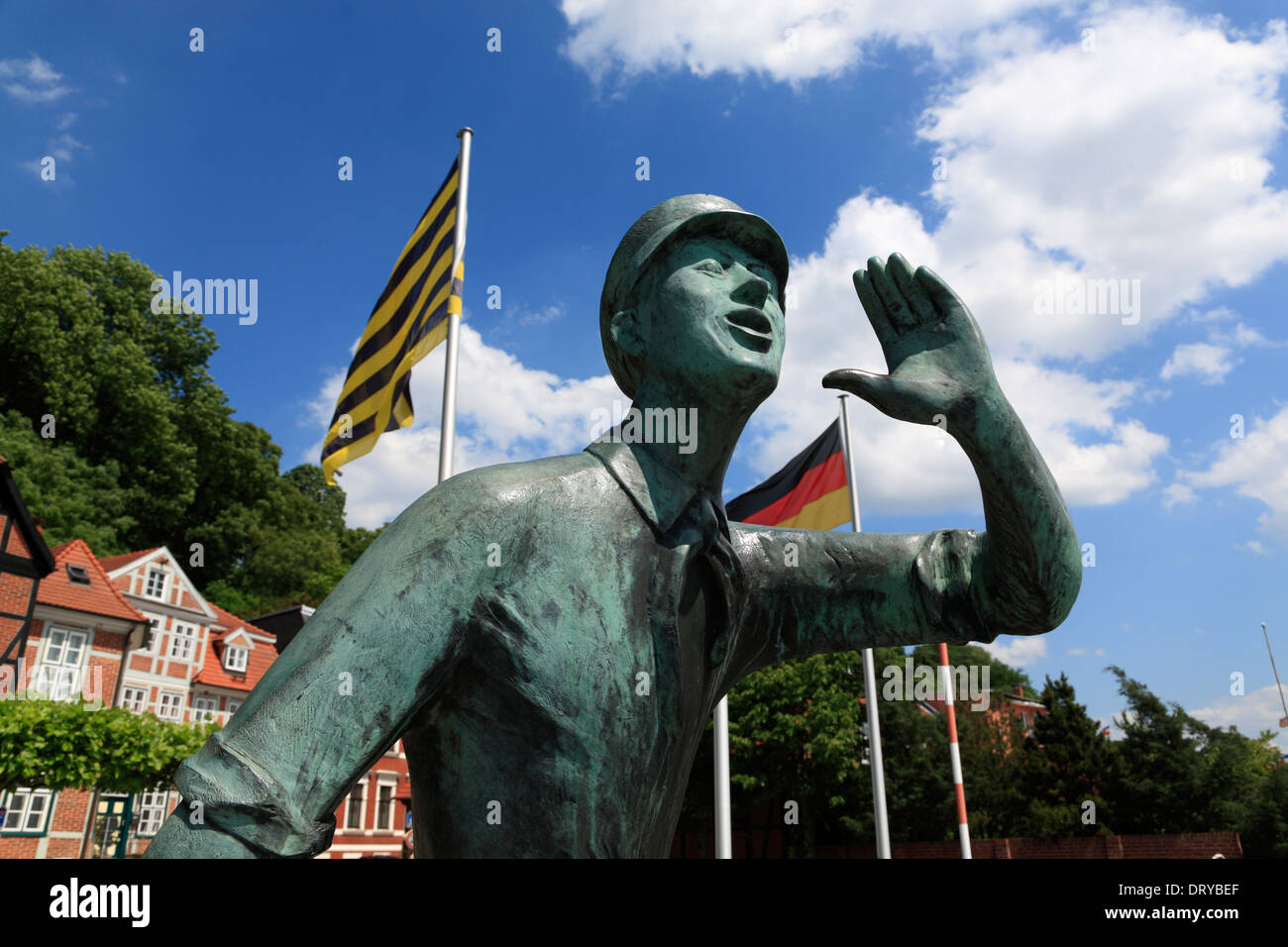 Sculpture DER RUFER in, Lauenburg / Elbe, Elbe cycle route, Schleswig ...