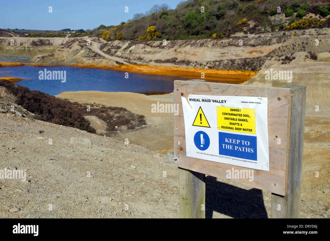 a warning sign regarding the chemical pollution at " wheal maid valley ...