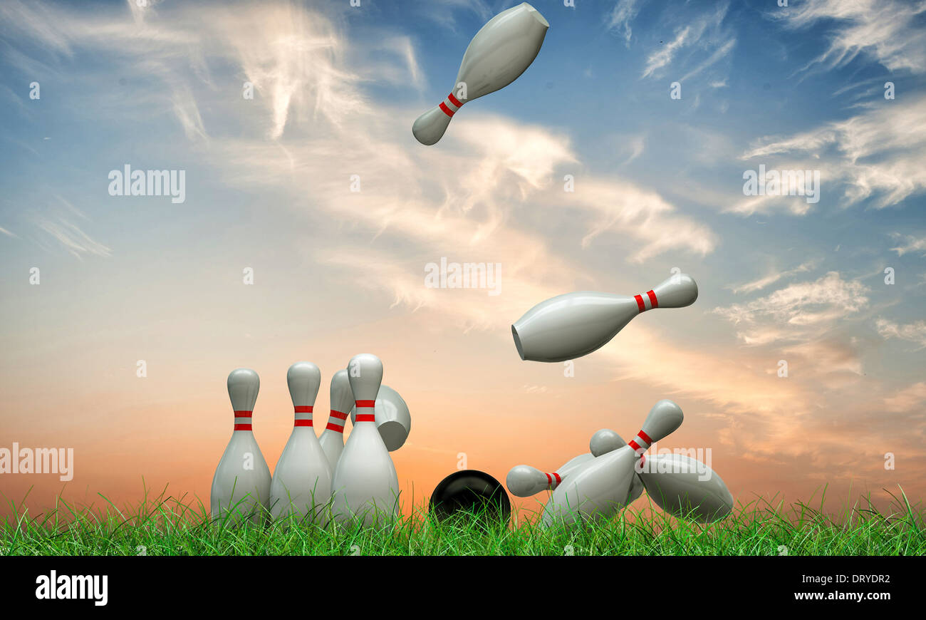 bowling pins isolated on white background Stock Photo - Alamy