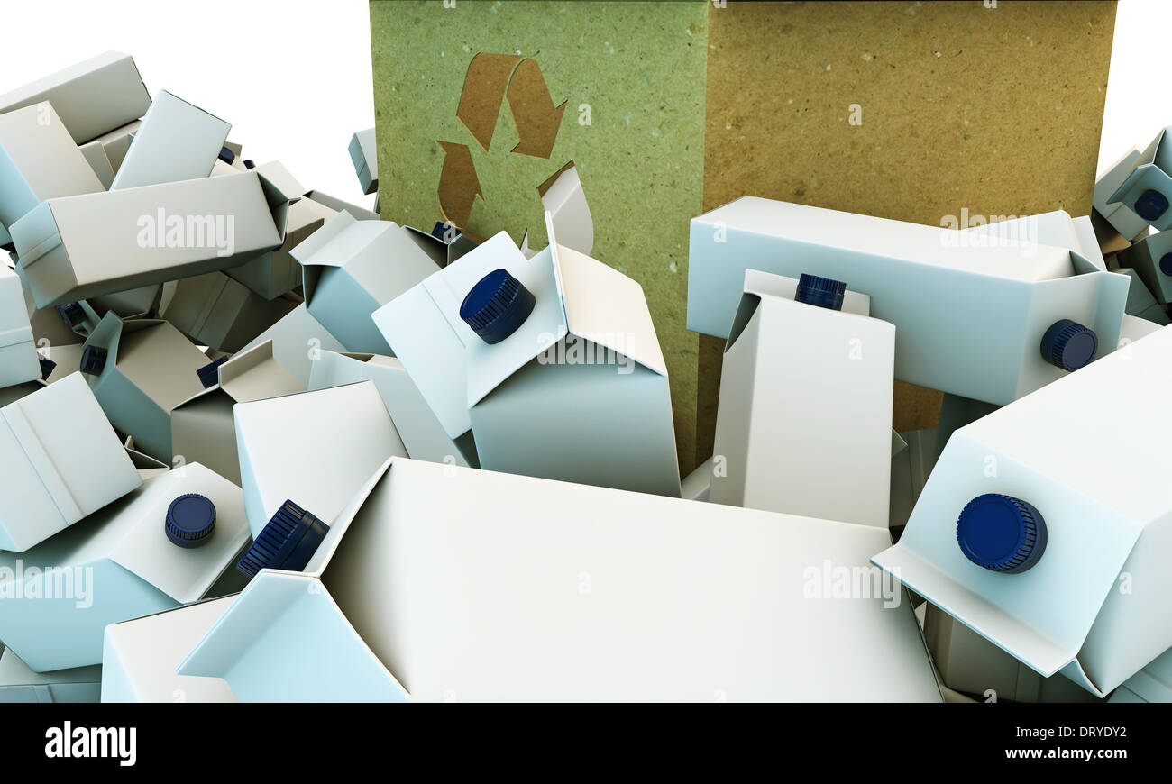 cardboard box with recycle sign on front Stock Photo - Alamy