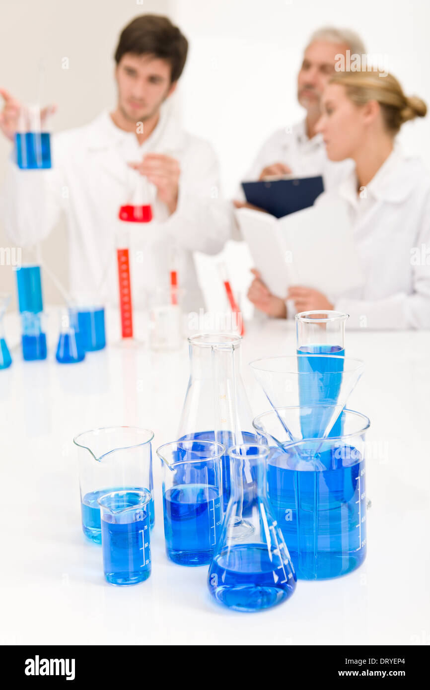 Laboratory - beaker with blue liquid Stock Photo - Alamy