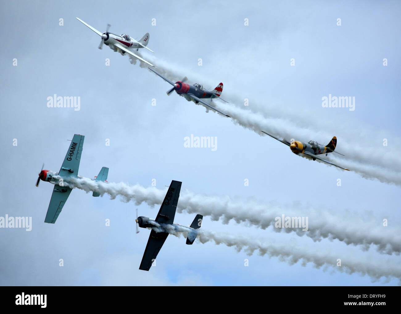 The AeroStars' Aerobatic Team team, consisting of one Super Yak-52 and ...