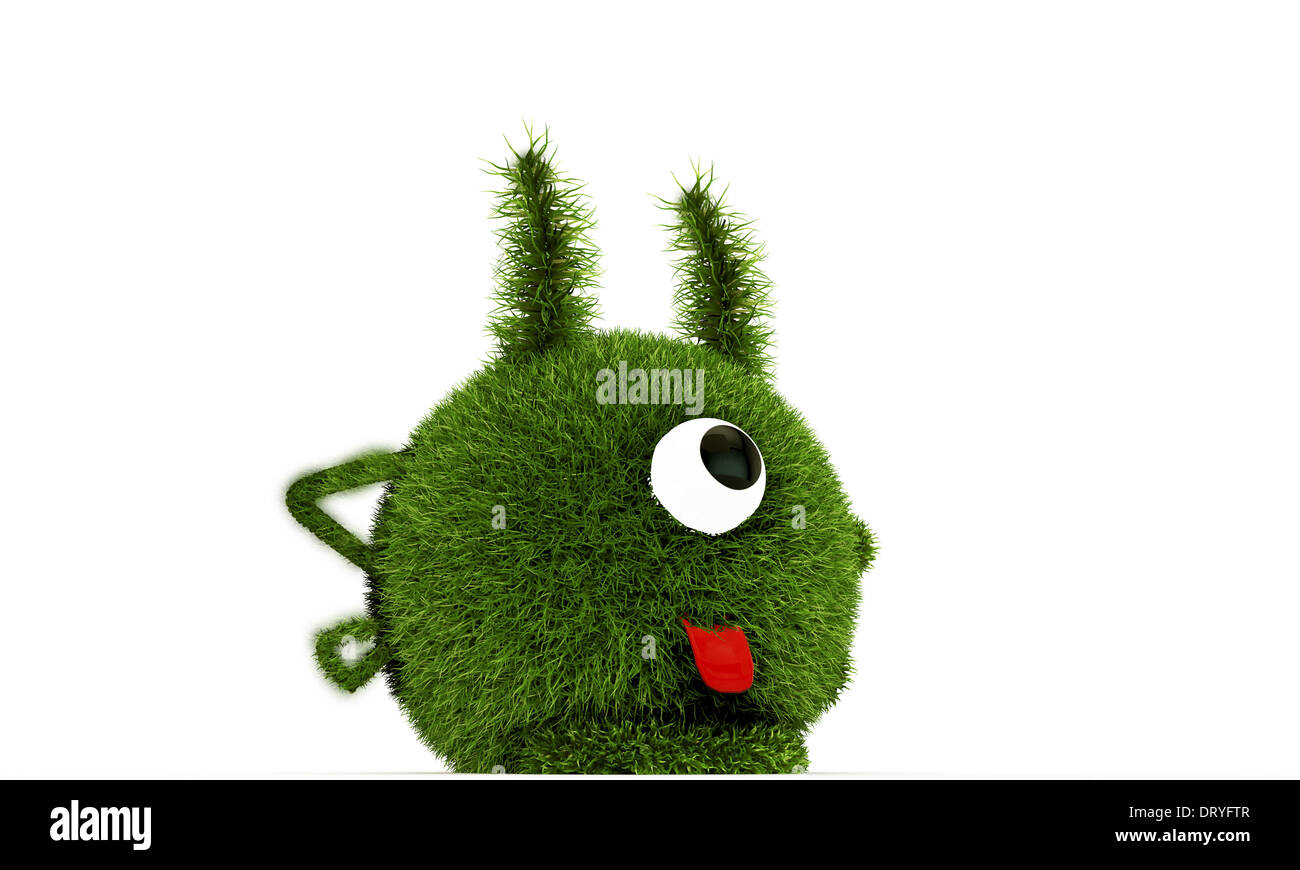 grass monster isolated o white background Stock Photo - Alamy