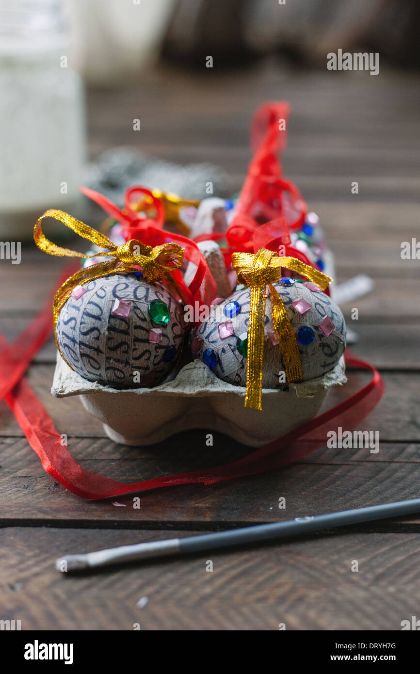 Decorated easter eggs in a box Stock Photo - Alamy