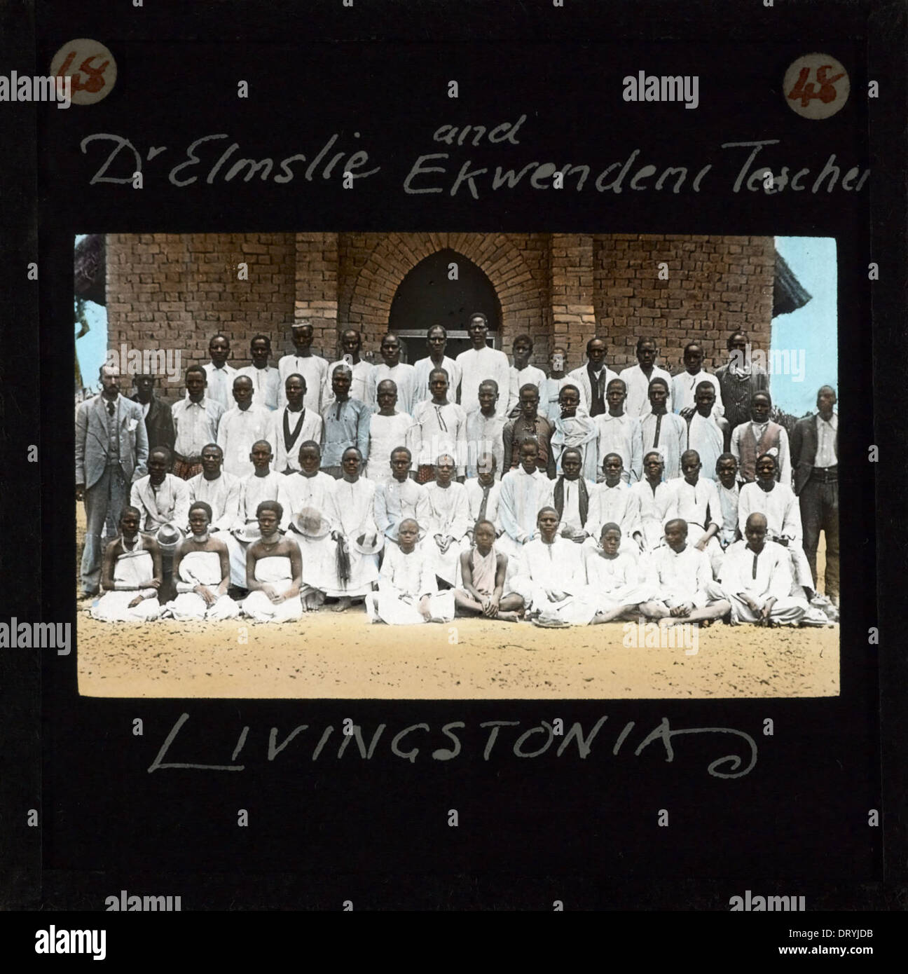 A photograph showing Dr. Elmslie with the teachers of Ekwendeni in ...