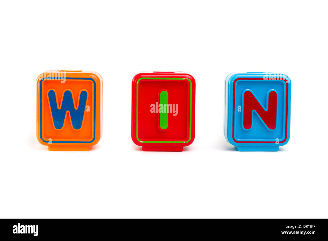 Word "WIN" with colorful blocks and white background Stock Photo - Alamy