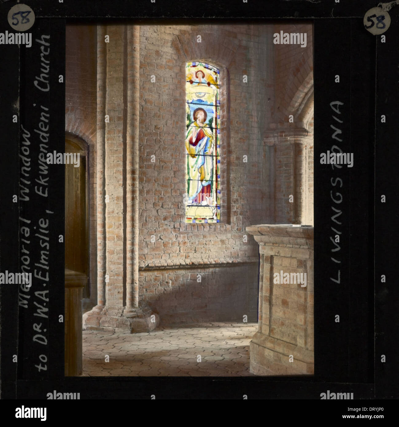 A photograph showing the memorial window dedicated to Dr. W.A. Elmslie ...