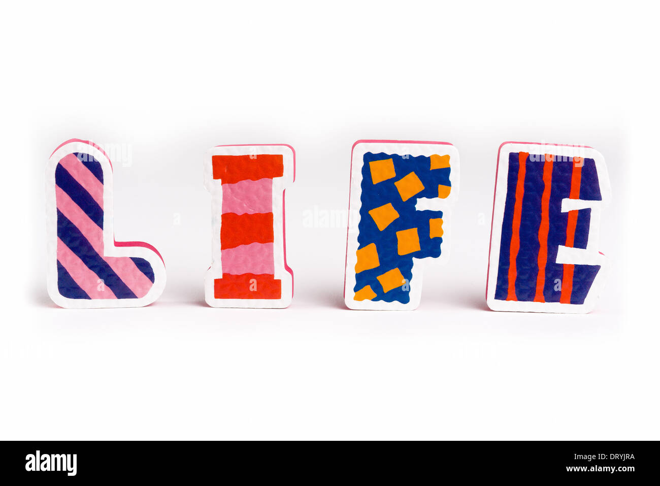 Word "LIFE" with colorful blocks and white background Stock Photo - Alamy