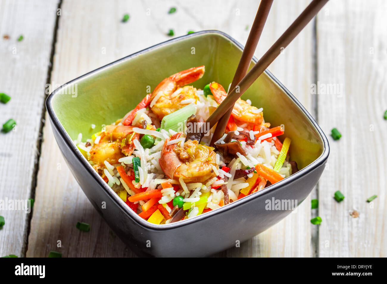 Mix vegetables with rice and shrimp Stock Photo - Alamy