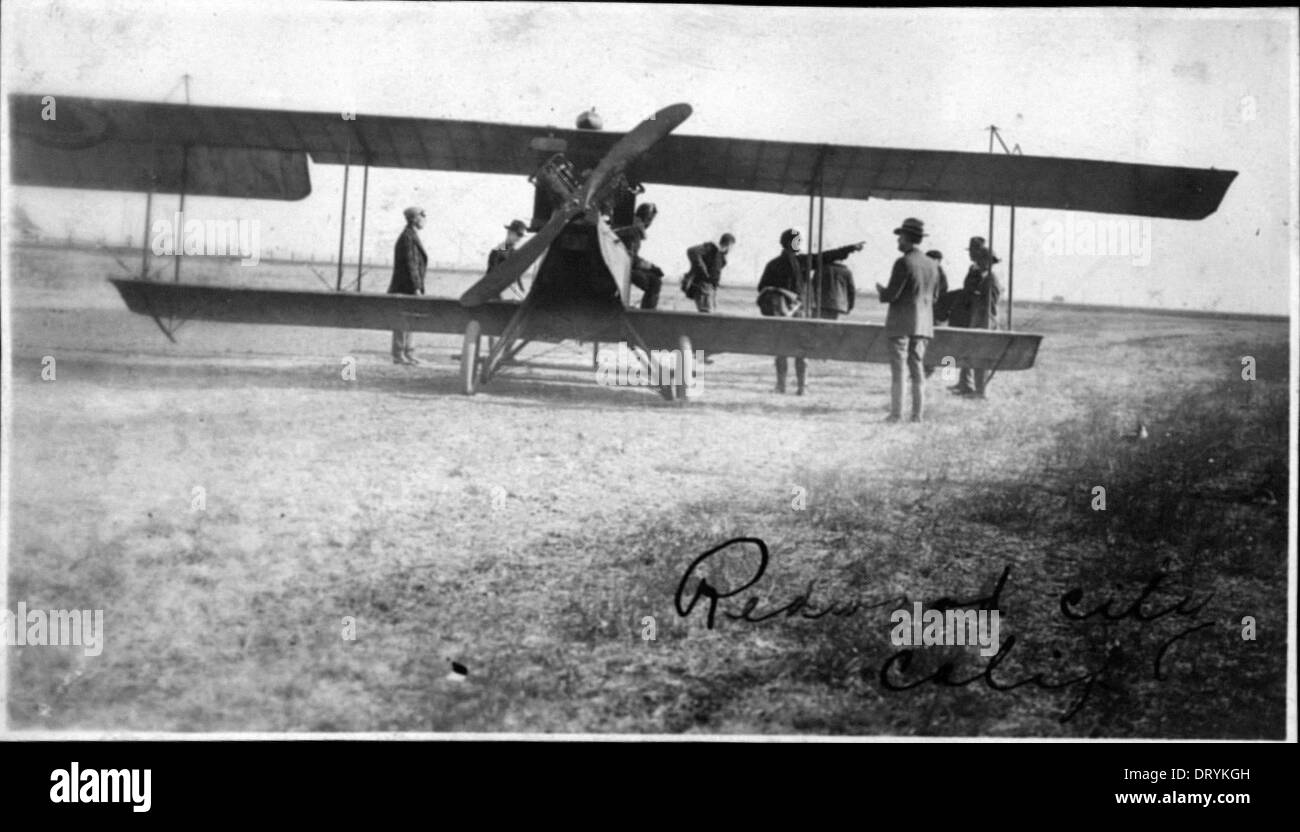 An early airplane photographed at the Redwood Aviation School ...