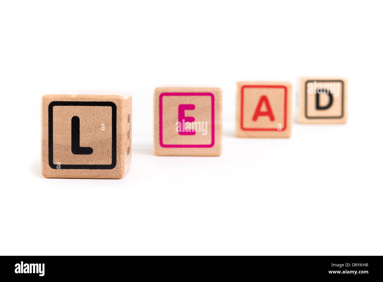 Word "Lead" with colorful blocks and white background Stock Photo - Alamy