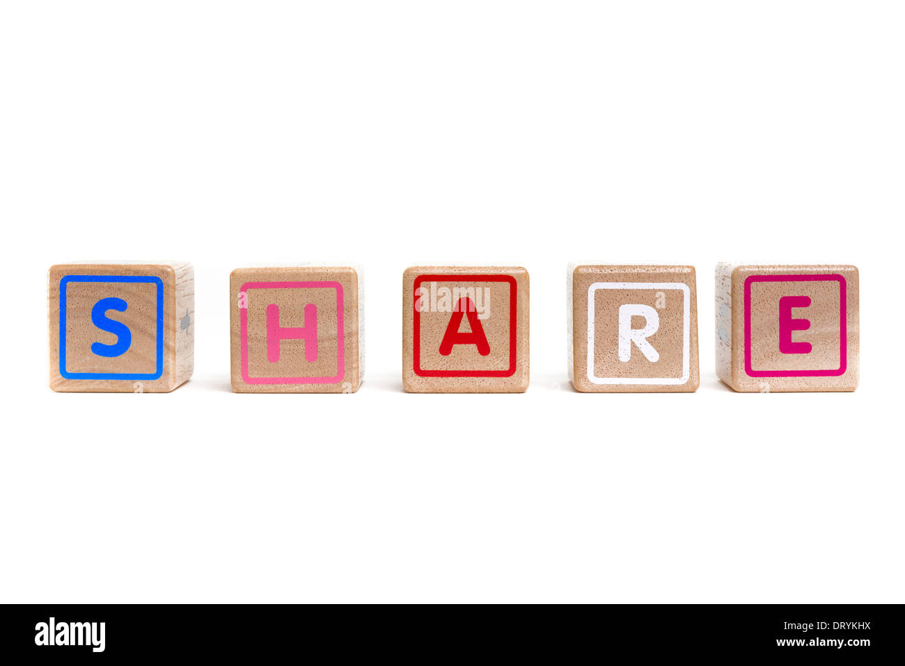 Word "Share" with colorful blocks and white background Stock Photo - Alamy
