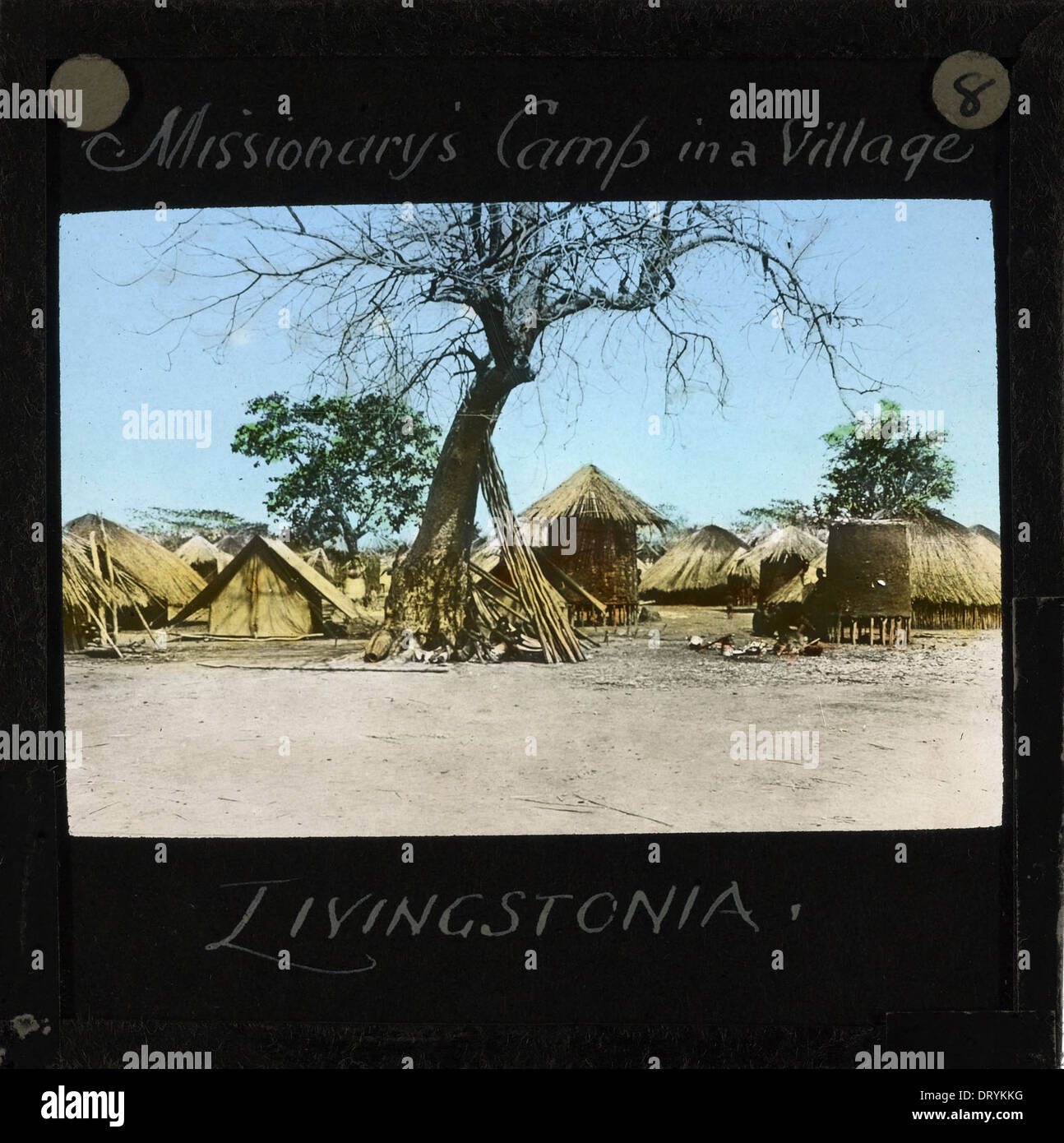 A photograph of a missionary’s camp in Livingstonia, Malawi, taken ...