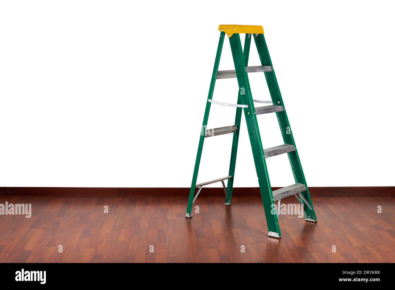 green ladder over white background Stock Photo - Alamy