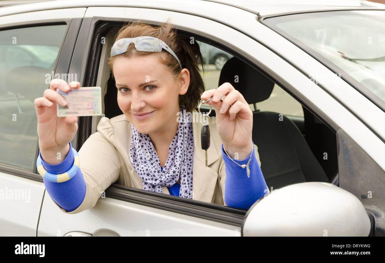 woman with driving licence Stock Photo - Alamy