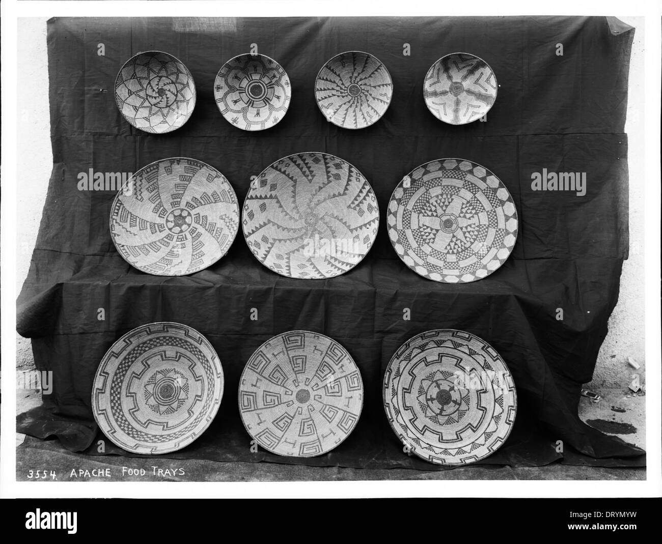A display of Apache Indian baskets, also known as food trays, from ...