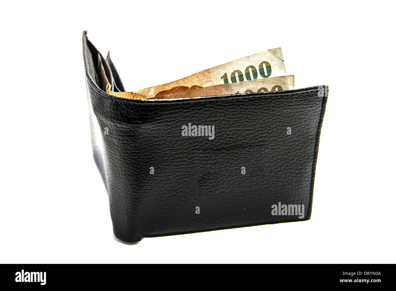 Wallet and bank notes on white background Stock Photo - Alamy