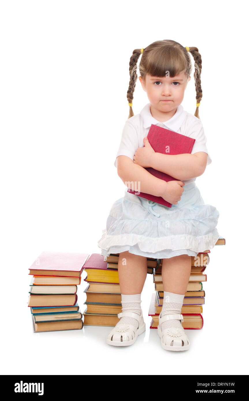 Little girl with books Stock Photo - Alamy