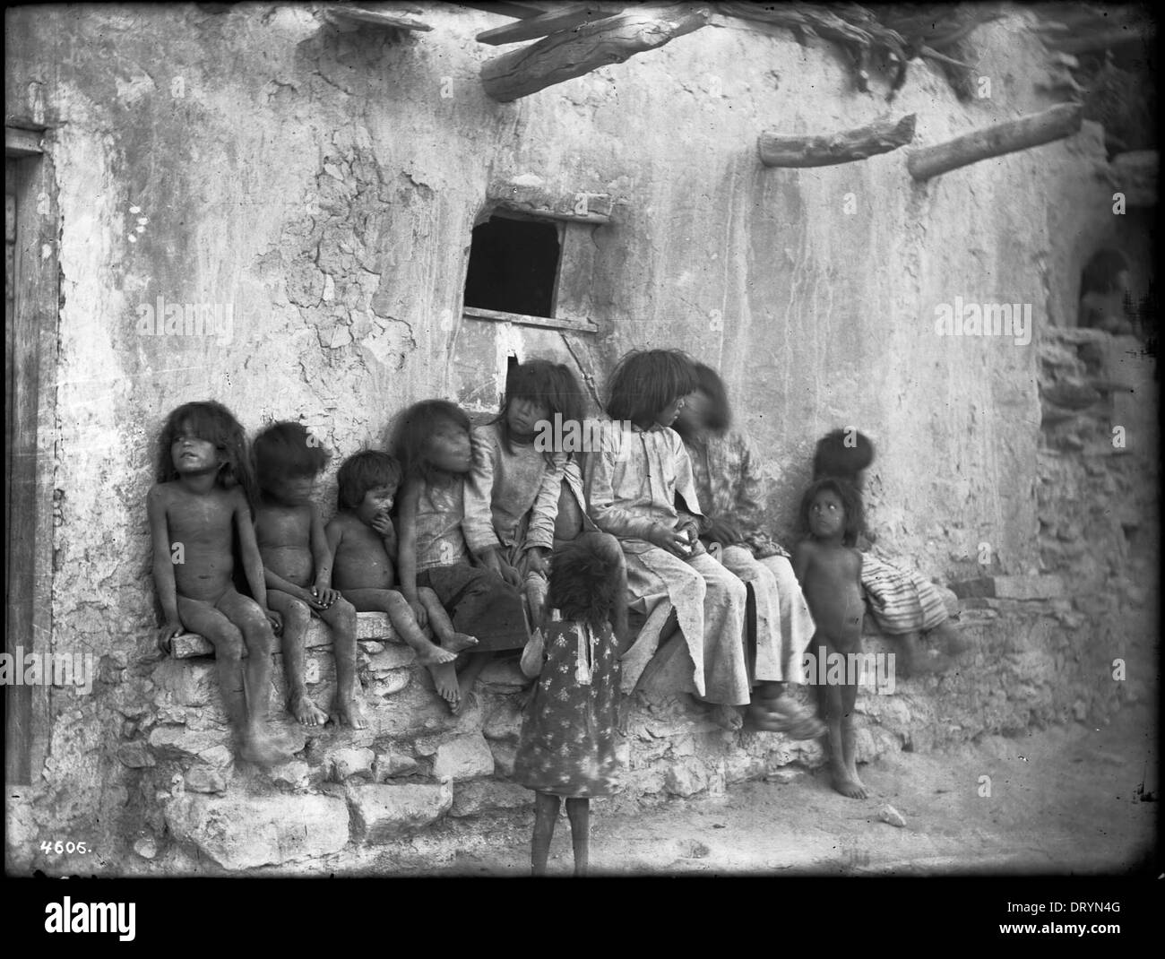 A photograph of eleven Hopi children at Mishongnovi, Arizona, around ...