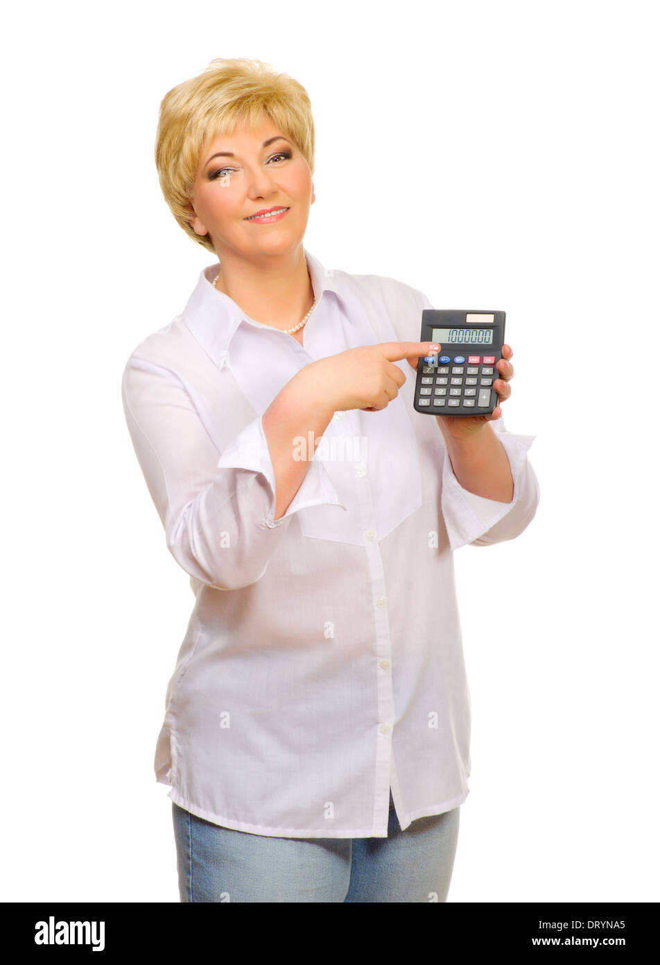 Woman calculator isolated on hi-res stock photography and images - Alamy