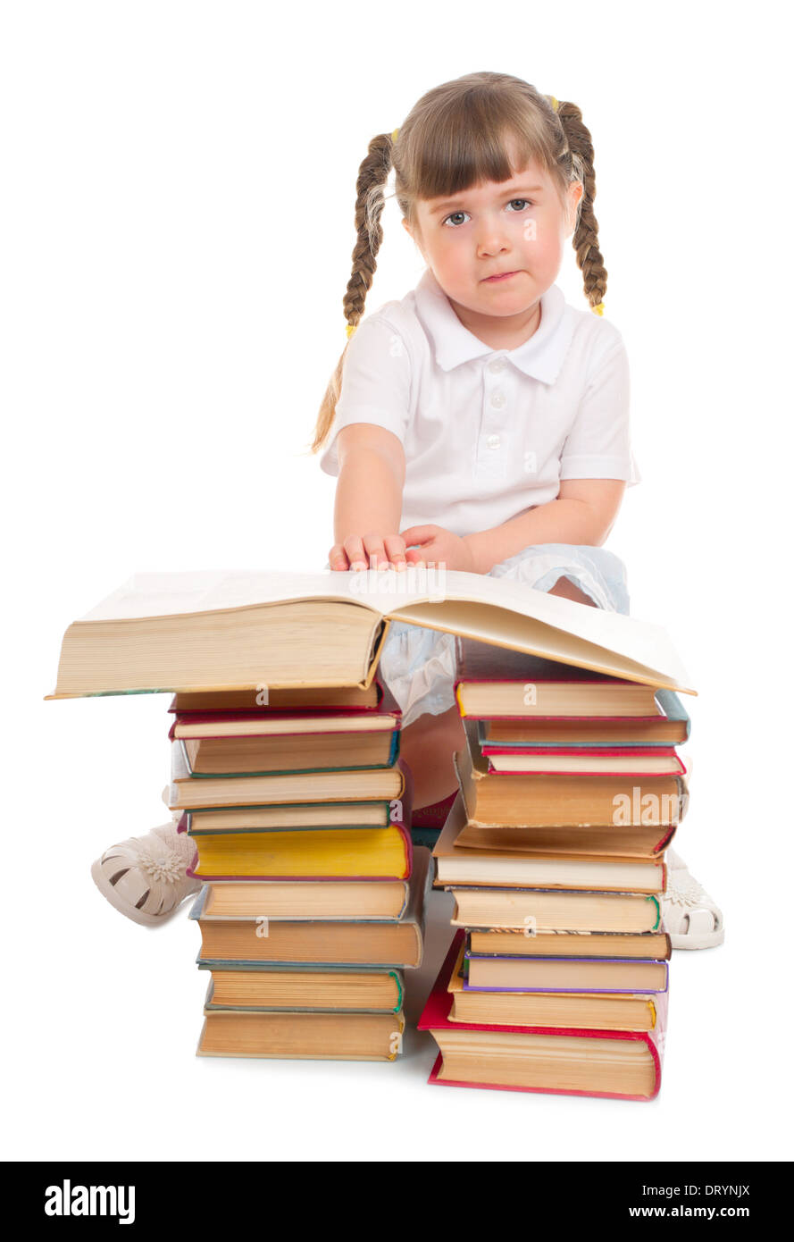 Little girl with books Stock Photo - Alamy