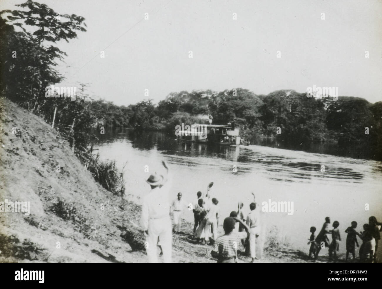 A view of Baringa Beach in the Congo, taken between 1900 and 1915 ...