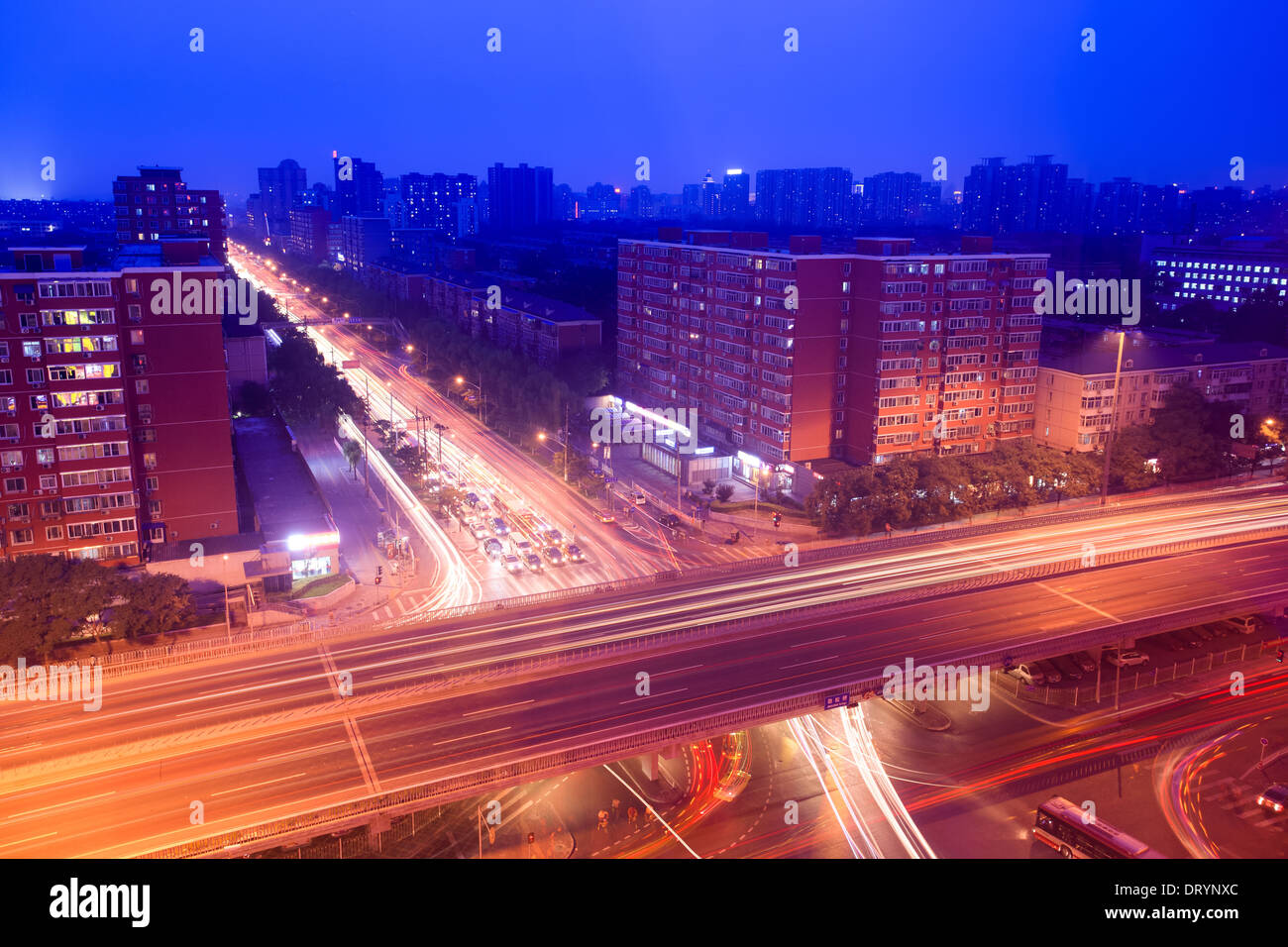 city traffic on the viaduct at night Stock Photo - Alamy