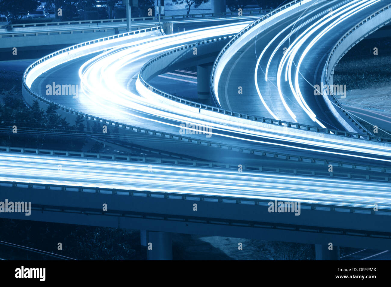 light trails on grade separation bridge Stock Photo - Alamy
