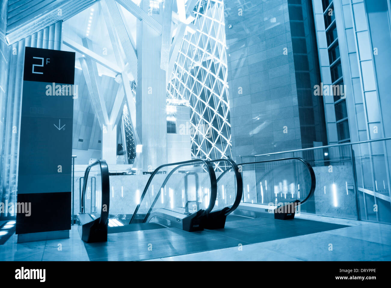 escalator inside hall Stock Photo - Alamy