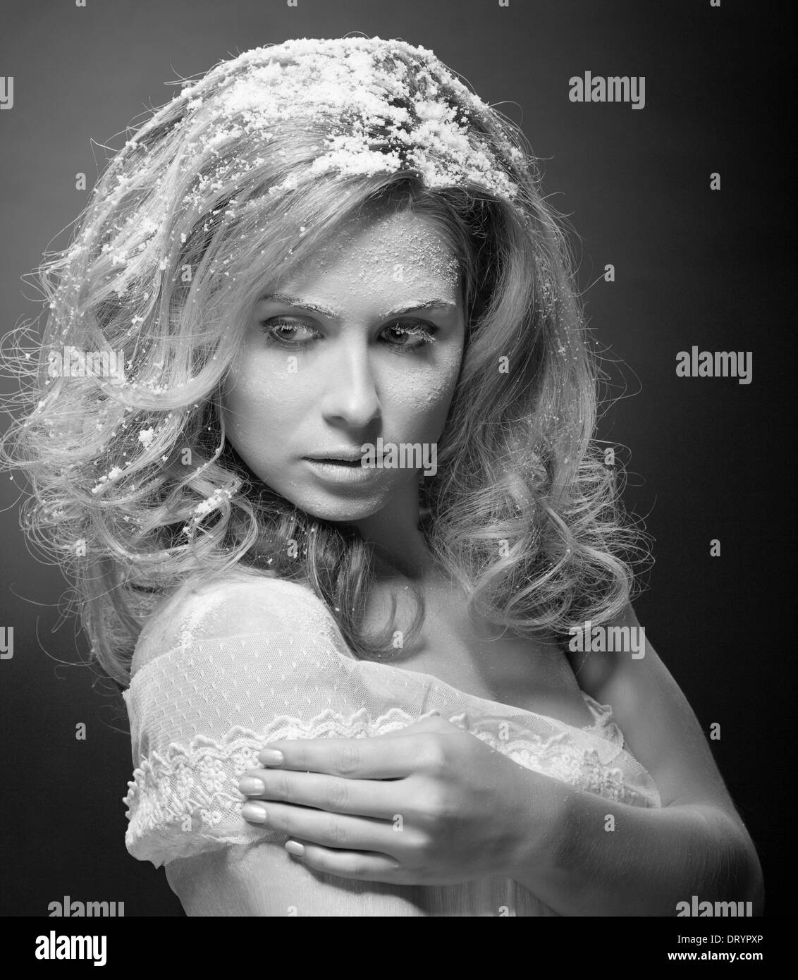 Beauty woman face frost Black and White Stock Photos & Images - Alamy