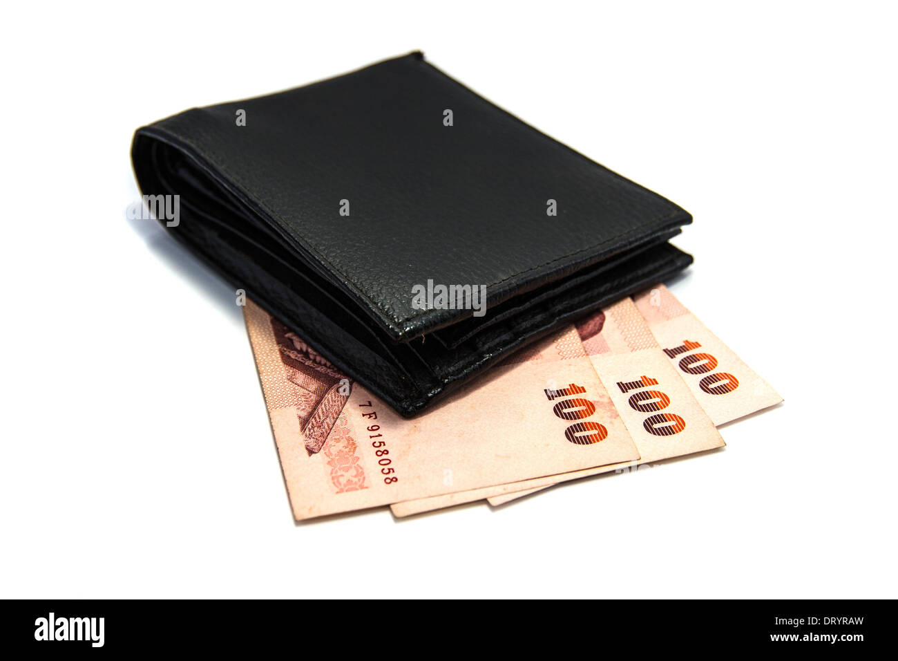 Wallet and bank notes on white background Stock Photo - Alamy